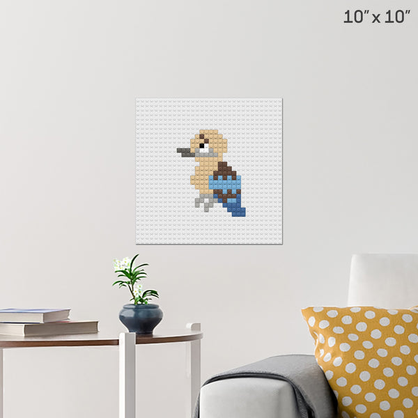 Kookaburra Pixel Art Wall Poster - Build Your Own with Bricks! - BRIK