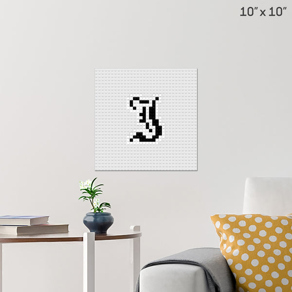 Letter J Pixel Art Wall Poster - Build Your Own with Bricks! - BRIK