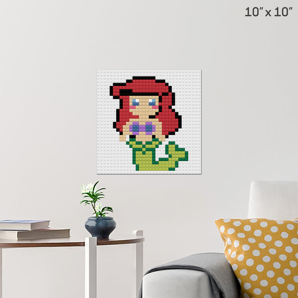 Little Mermaid Ariel Pixel Art Wall Poster - Build Your Own with Bricks ...