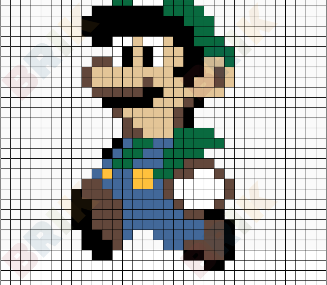 Luigi 8 Bit Grid