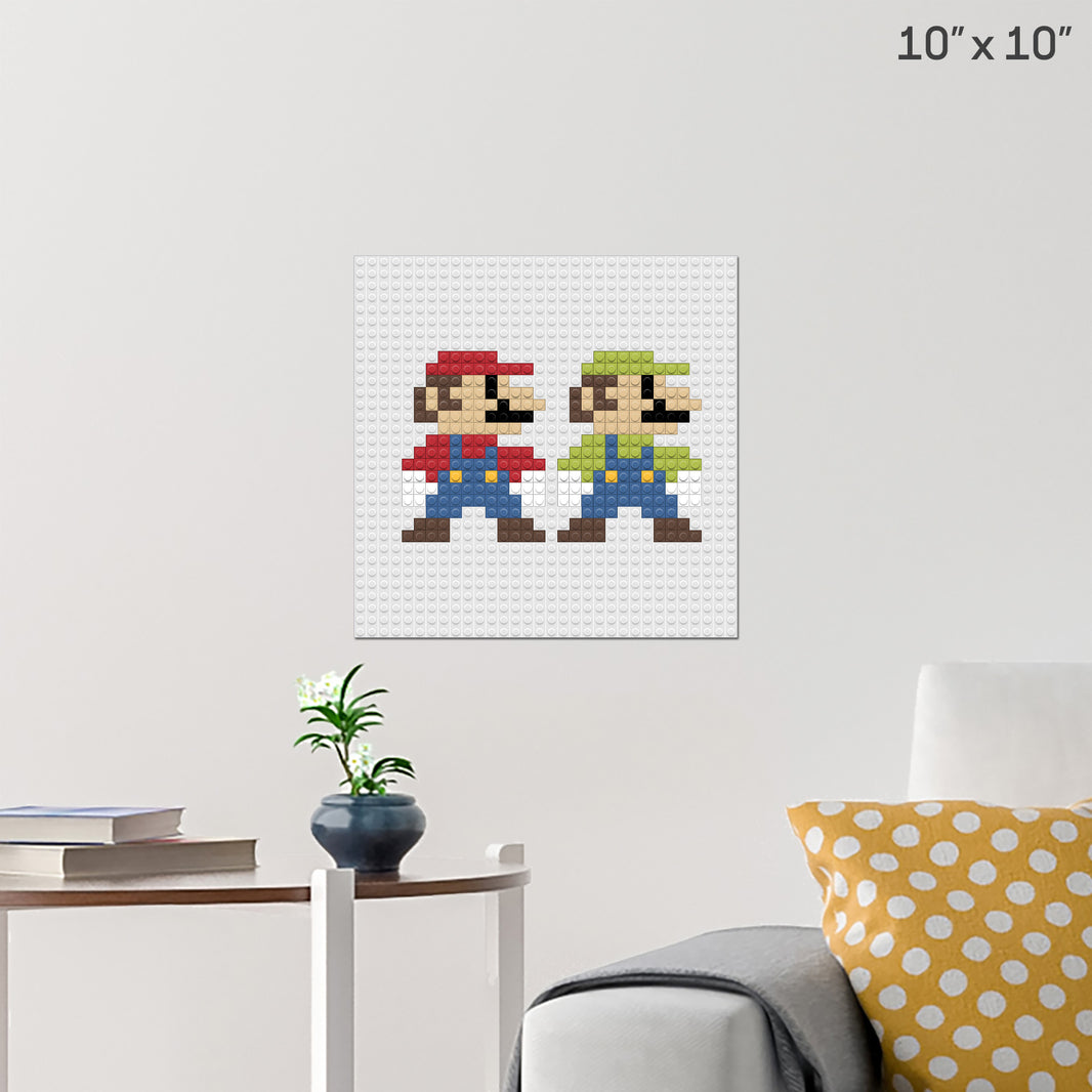 Mario Bros Pixel Art Wall Poster - Build Your Own with Bricks! - BRIK