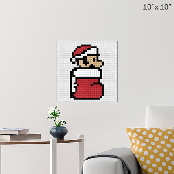 Mario Christmas Pixel Art Wall Poster - Build Your Own with Bricks! - BRIK