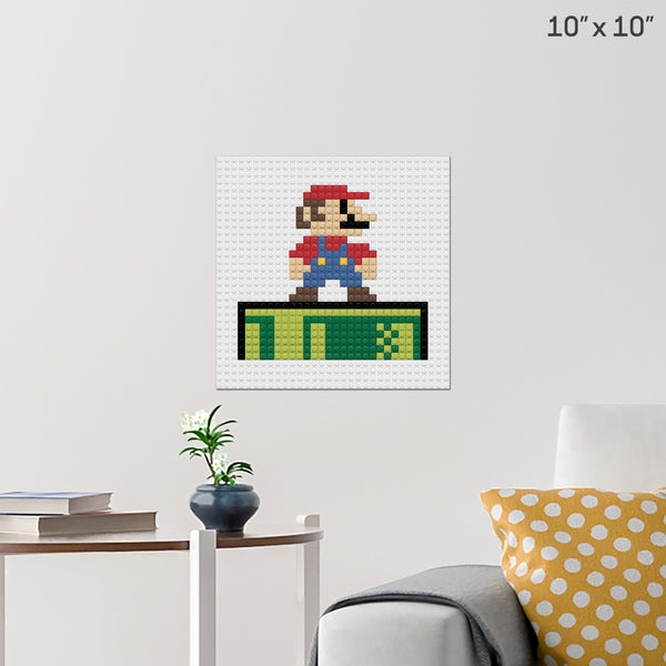 Mario on a Pipe Pixel Art Wall Poster - Build Your Own with Bricks! - BRIK
