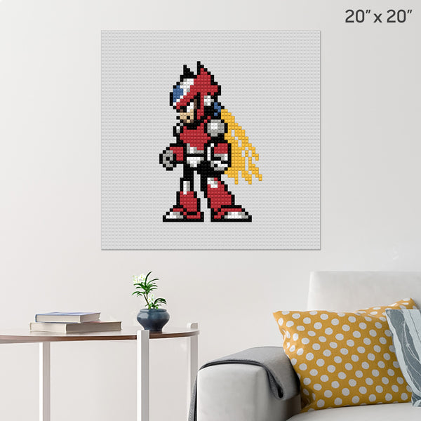 Mega Man Zero Pixel Art Wall Poster - Build Your Own with Bricks! - BRIK