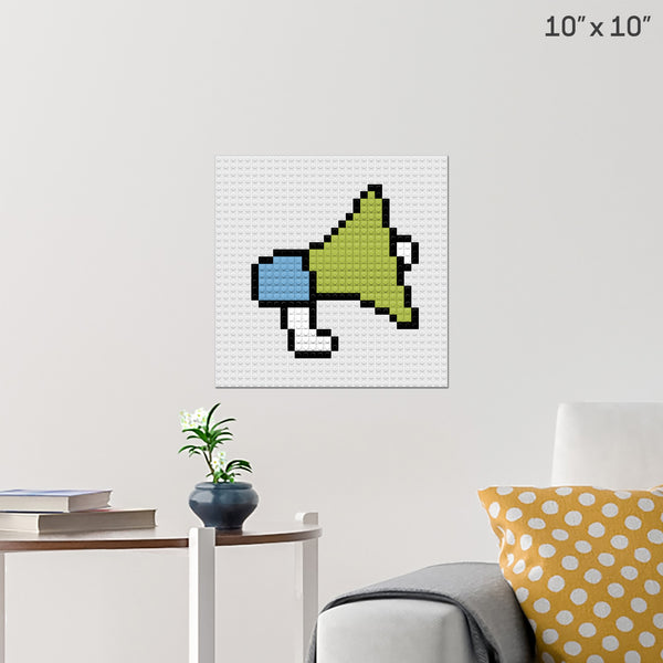 Megaphone Pixel Art Wall Poster - Build Your Own with Bricks! - BRIK