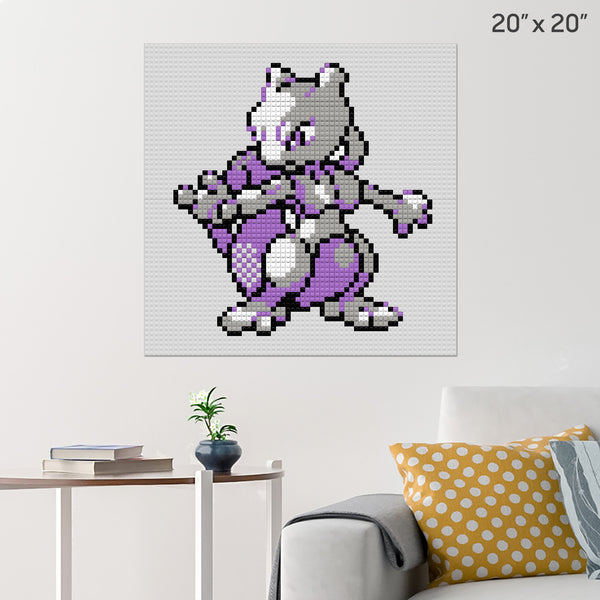 Mewtwo Pixel Art Wall Poster - Build Your Own with Bricks! - BRIK