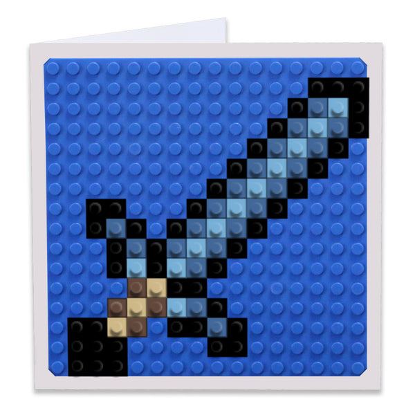 Minecraft Water Sword Build-On Greeting Card | BRIK