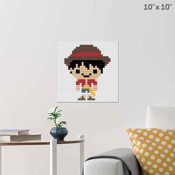 Monkey D. Luffy Pixel Art Wall Poster - Build Your Own with Bricks! - BRIK
