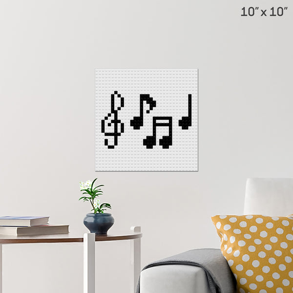 Music Notes Pixel Art Wall Poster - Build Your Own with Bricks! - BRIK