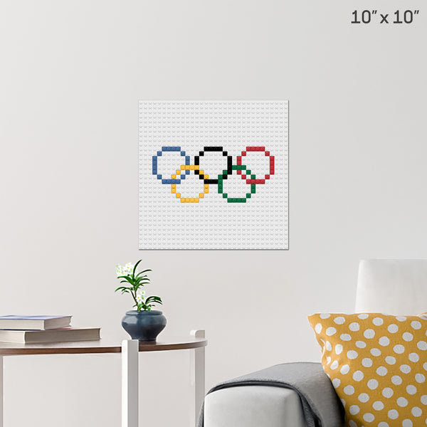 Olympic Rings Pixel Art Wall Poster - Build Your Own with Bricks! - BRIK