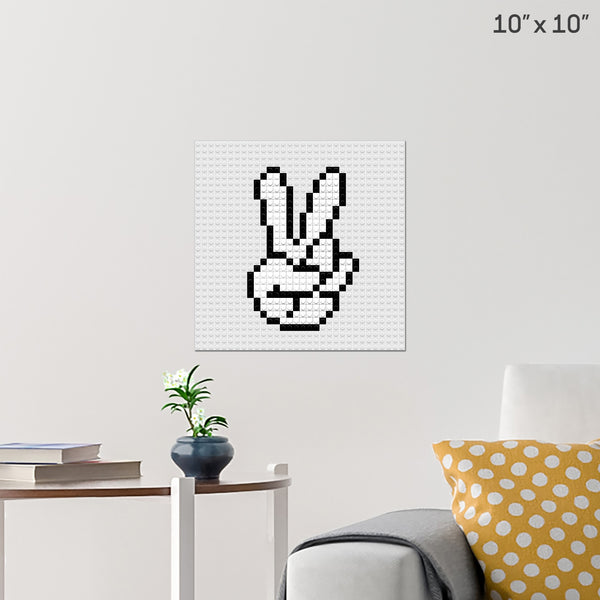 Peace Sign Pixel Art Wall Poster - Build Your Own with Bricks! - BRIK