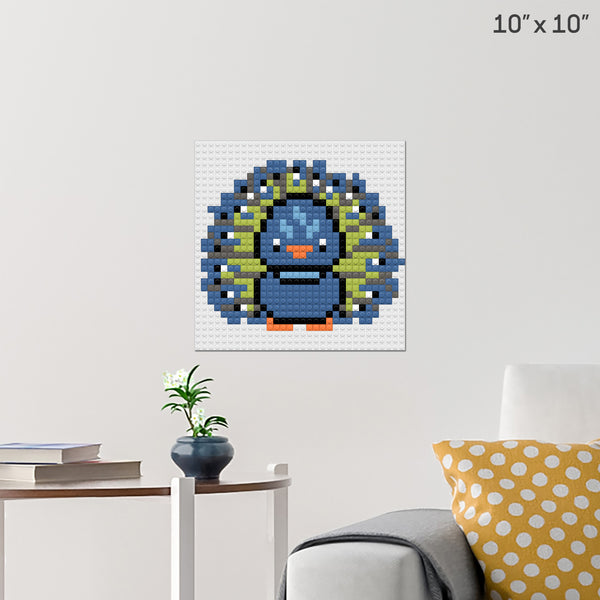 Peacock Pixel Art Wall Poster - Build Your Own with Bricks! - BRIK