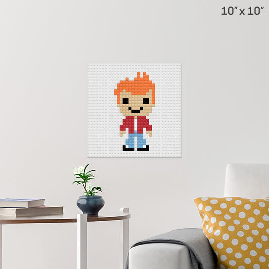 Philip J. Fry Pixel Art Wall Poster - Build Your Own with Bricks! - BRIK