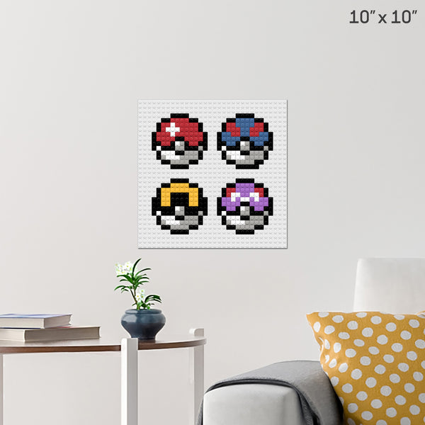 Pokeball Collection 1 Wall Poster - Build Your Own with Bricks! - BRIK