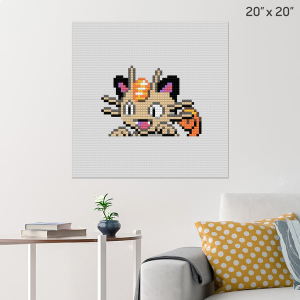Pokemon Meowth Pixel Art Wall Poster - Build Your Own with Bricks! - BRIK