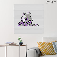 Pokemon Mewtwo Pixel Art Wall Poster - Build Your Own with Bricks! - BRIK