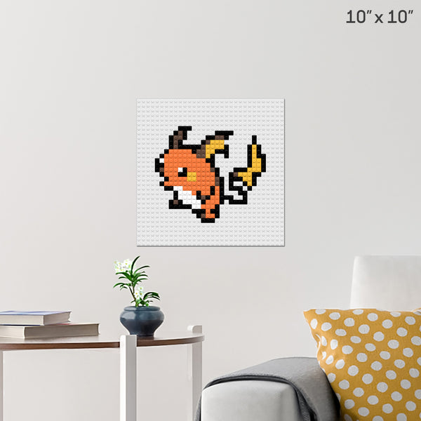 Pokemon Raichu Pixel Art Wall Poster - Build Your Own with Bricks! - BRIK
