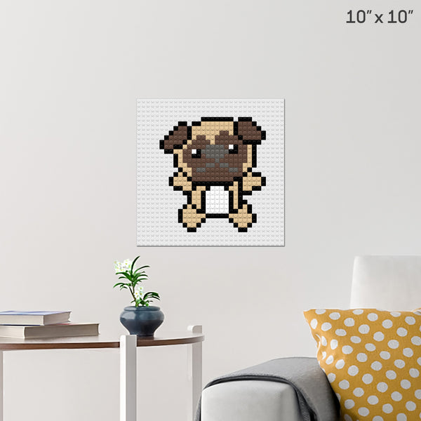 Pug Pixel Art Wall Poster - Build Your Own with Bricks! - BRIK