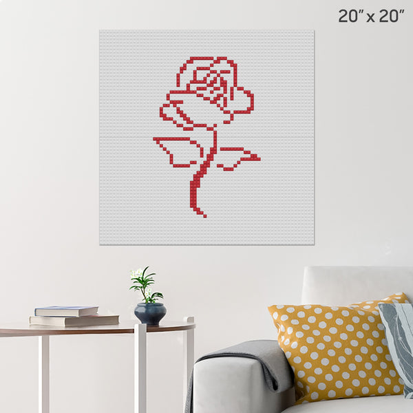 Red Rose Pixel Art Wall Poster - Build Your Own with Bricks! - BRIK