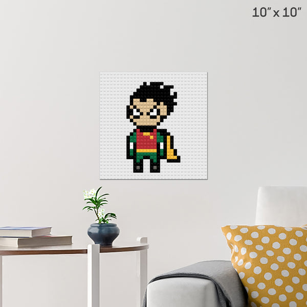 Robin Pixel Art Wall Poster - Build Your Own with Bricks! - BRIK