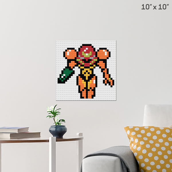 Samus Aran Pixel Art Wall Poster - Build Your Own with Bricks! - BRIK