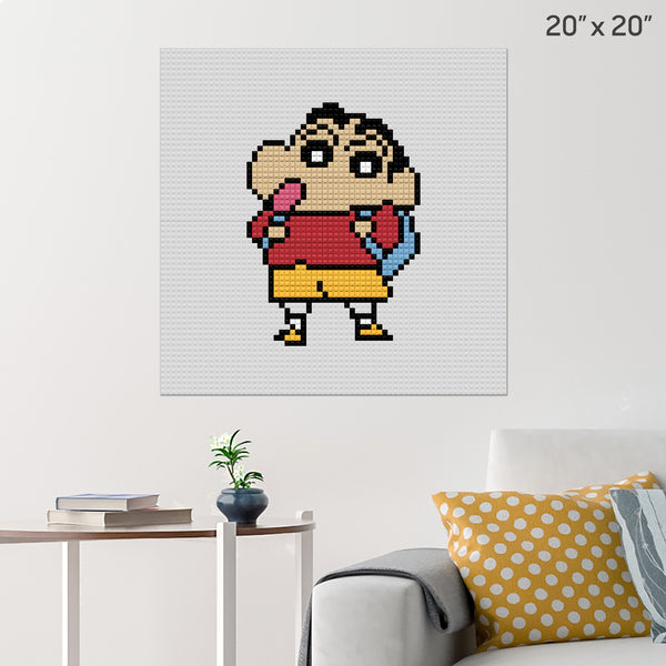 Shin Chan Pixel Art Wall Poster - Build Your Own with Bricks! - BRIK