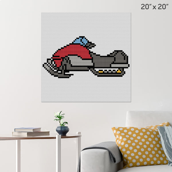 Snowmobile Pixel Art Wall Poster - Build Your Own with Bricks! - BRIK