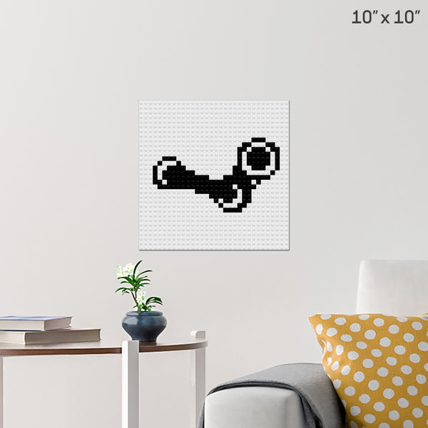 Steam Logo Pixelart Wall Poster - Build Your Own with Bricks! - BRIK