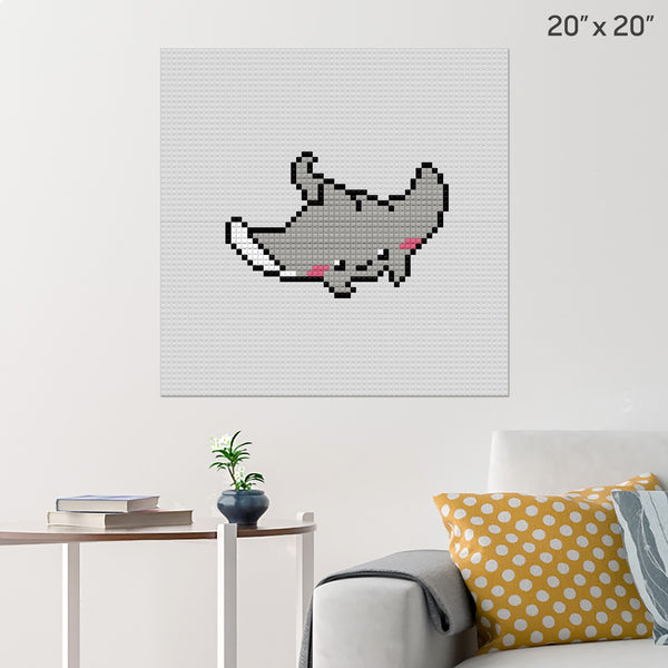 Stingray Pixel Art Wall Poster - Build Your Own with Bricks! - BRIK