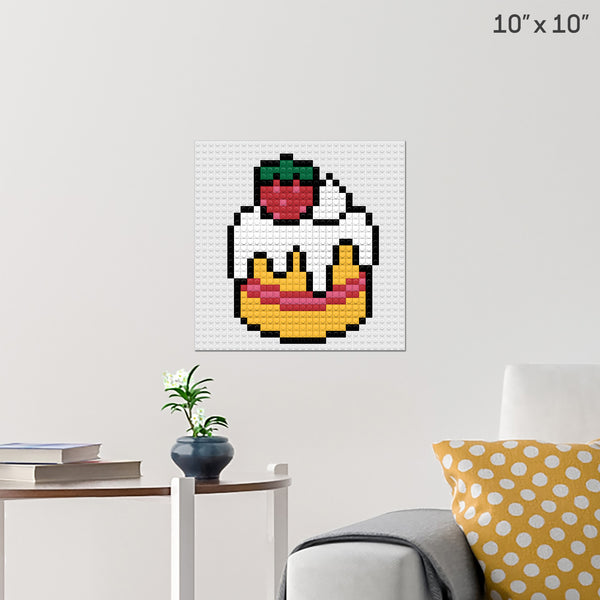 Strawberry Cake Pixel Art Wall Poster - Build Your Own with Bricks! - BRIK