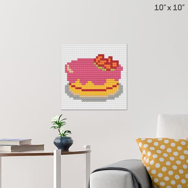 Strawberry Cake Pixel Art Wall Poster - Build Your Own with Bricks! - BRIK
