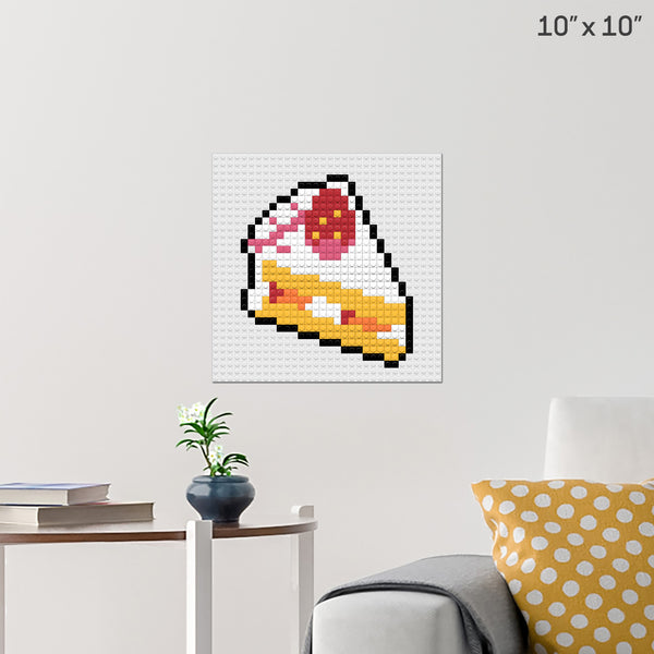 Strawberry Cake Pixel Art Wall Poster - Build Your Own with Bricks! - BRIK