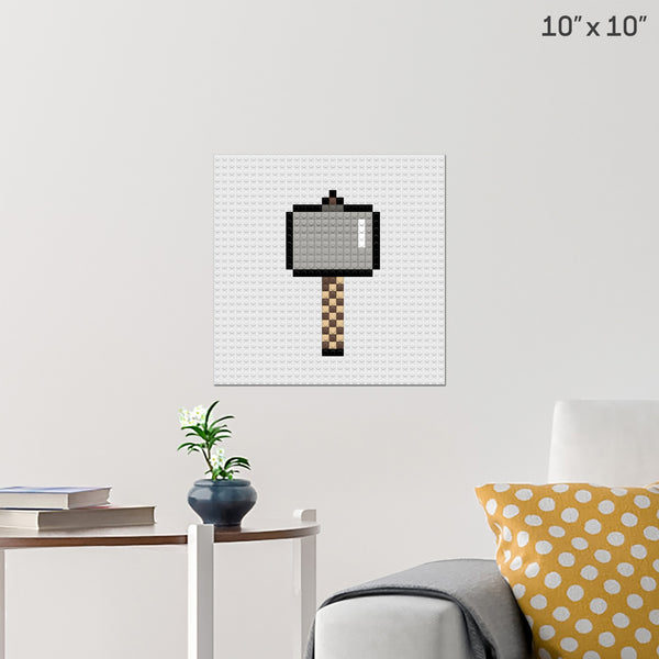 Thor Hammer Mjolnir Pixel Art Wall Poster - Build Your Own with Bricks ...