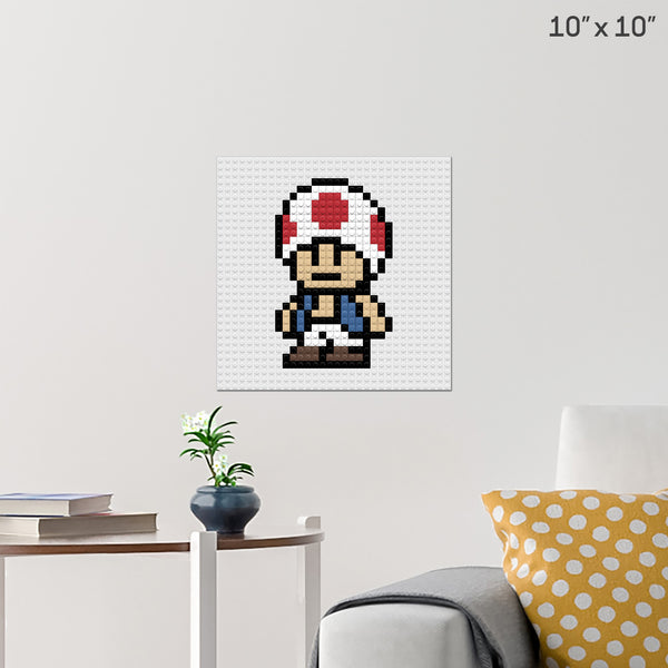 Toad Mario Pixel Art Wall Poster - Build Your Own with Bricks! - BRIK