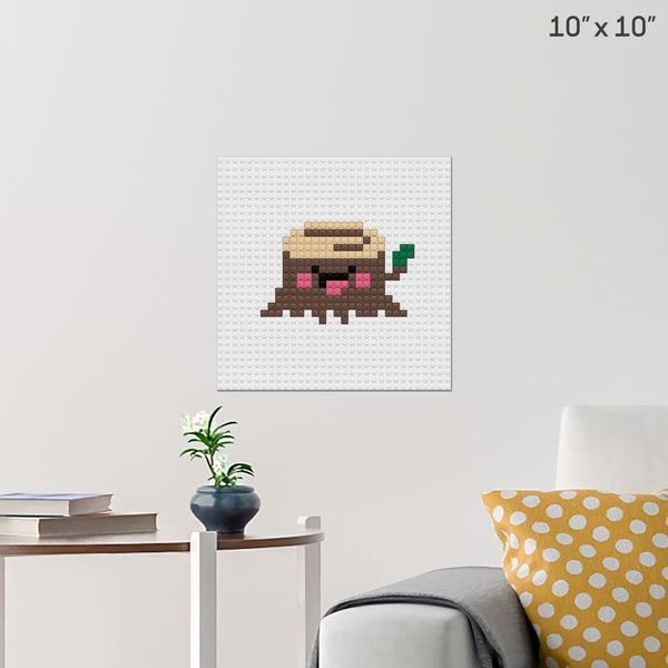 Tree Stump Pixel Art Wall Poster - Build Your Own with Bricks! - BRIK