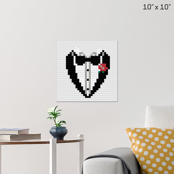 Tuxedo Pixel Art Wall Poster - Build Your Own with Bricks! - BRIK