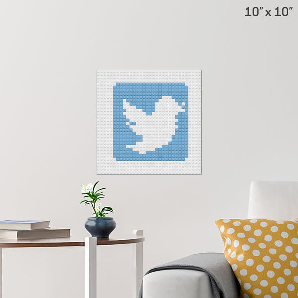 Twitter Logo Pixelart Wall Poster - Build Your Own with Bricks! - BRIK