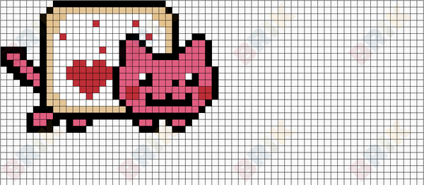 Pixel Art Minecraft Grid Nyan Cat