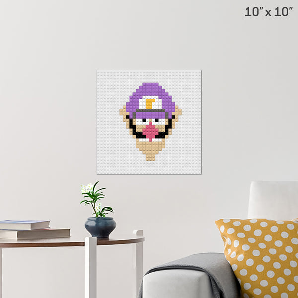 Waluigi Pixel Art Wall Poster - Build Your Own with Bricks! - BRIK