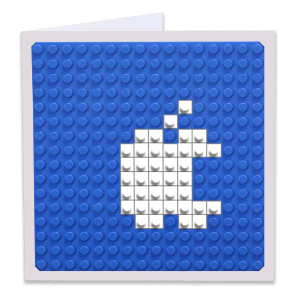 White Pixel Apple Logo Build-On Greeting Card | BRIK