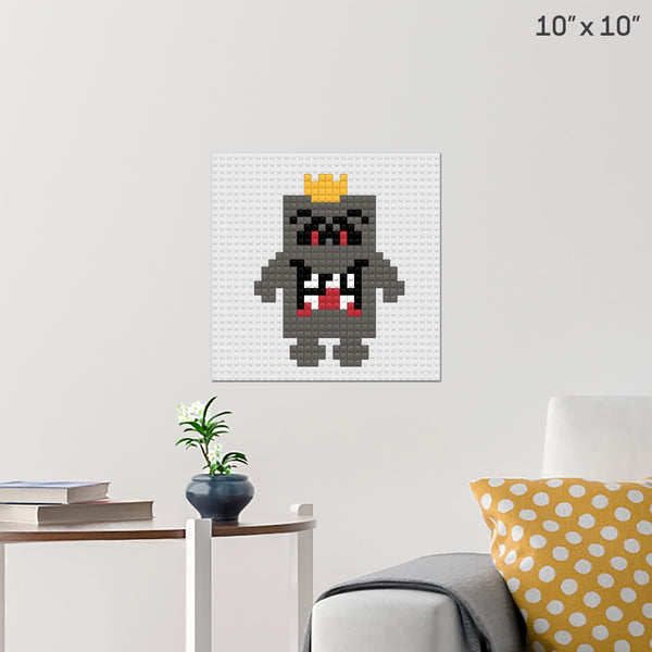 Whomp King Pixel Art Wall Poster - Build Your Own with Bricks! - BRIK