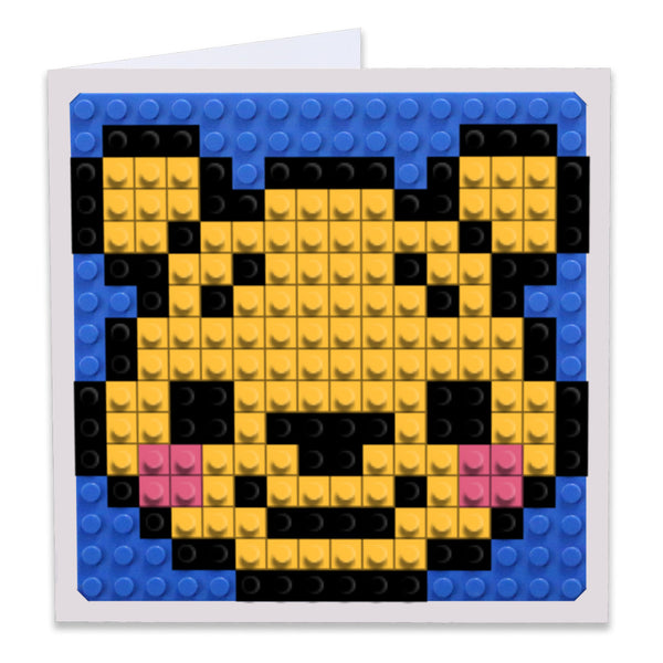 Winnie The Pooh Face Pixel Art Build-On Greeting Card | BRIK