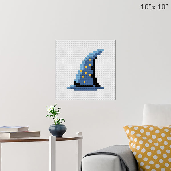 Wizard Hat Pixel Art Wall Poster - Build Your Own with Bricks! - BRIK